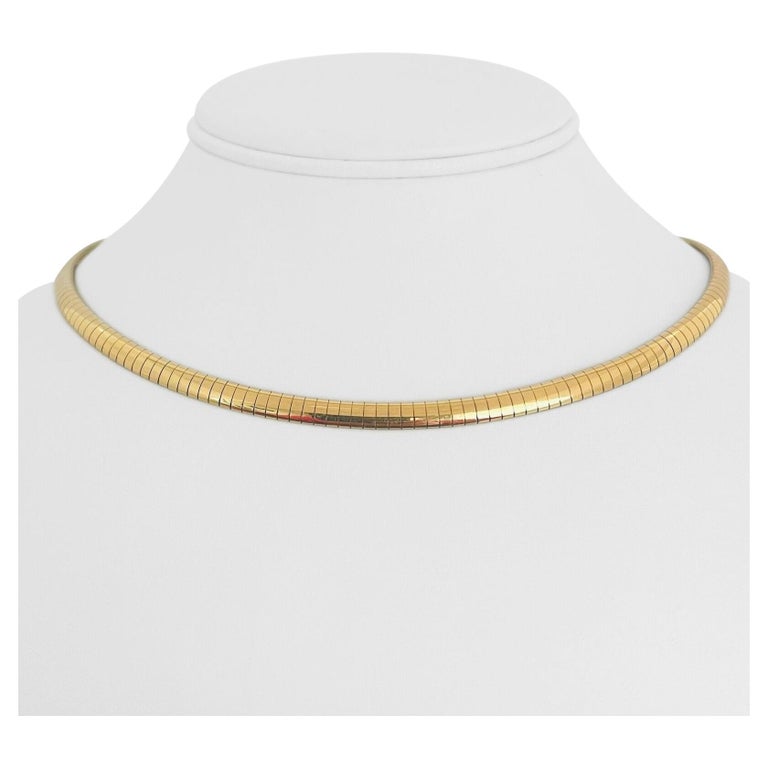 14 Karat Yellow Gold Ladies Solid Omega Link Necklace Italy For Sale at ...