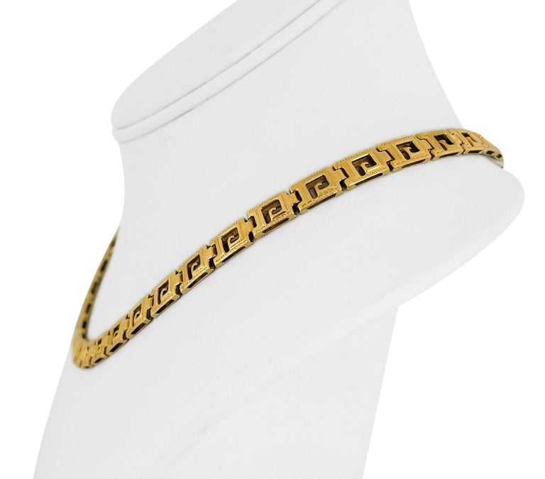14 Karat Yellow Gold Ladies Vintage Fancy Greek Key Link Necklace at ...
