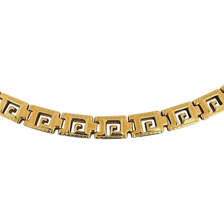 14 Karat Yellow Gold Ladies Vintage Fancy Greek Key Link Necklace at ...