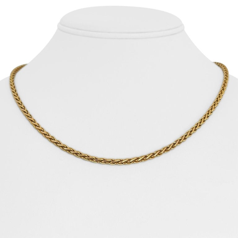 14 Karat Yellow Gold Ladies Wheat Link Chain Necklace Italy For Sale at ...