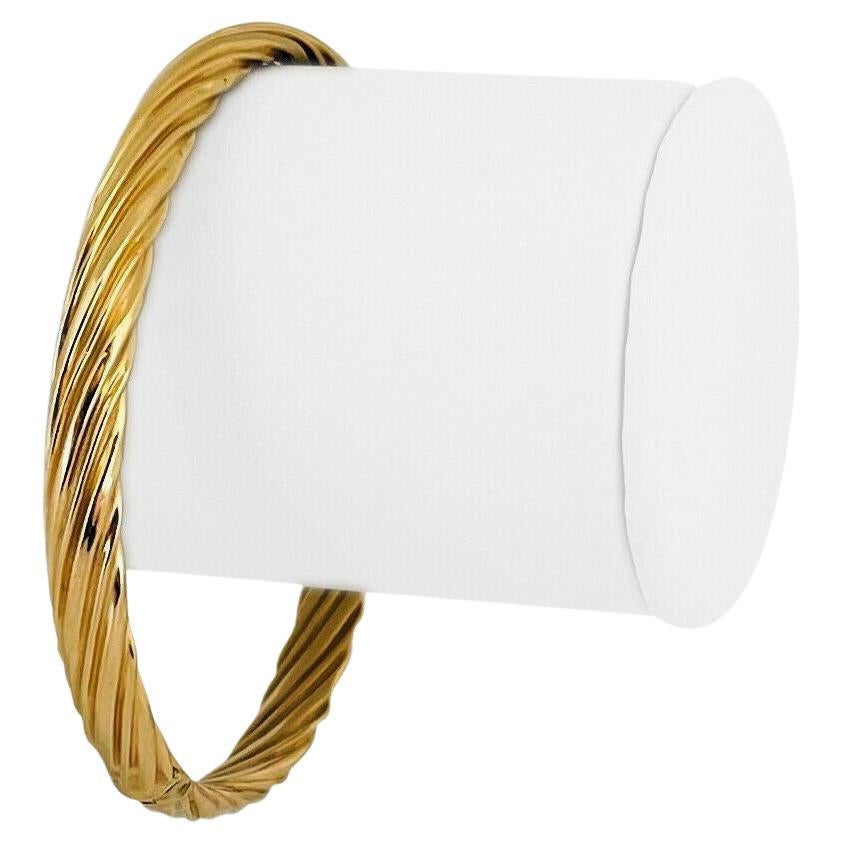 14 Karat Gold Handmade Graver Patina Bangle Bracelet For Sale at 1stDibs