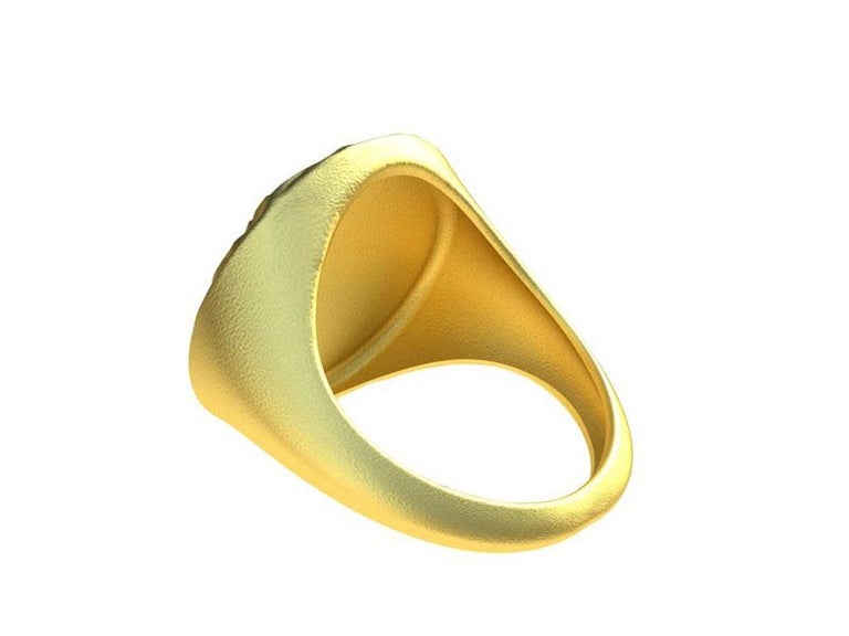 Customizable 14 Karat Yellow Gold Lion Head Signet Ring For Sale at 1stDibs