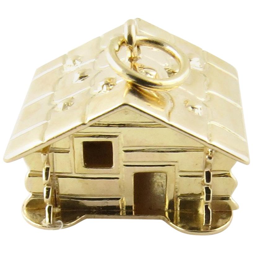14 Karat Yellow Gold Log Cabin Charm at 1stDibs