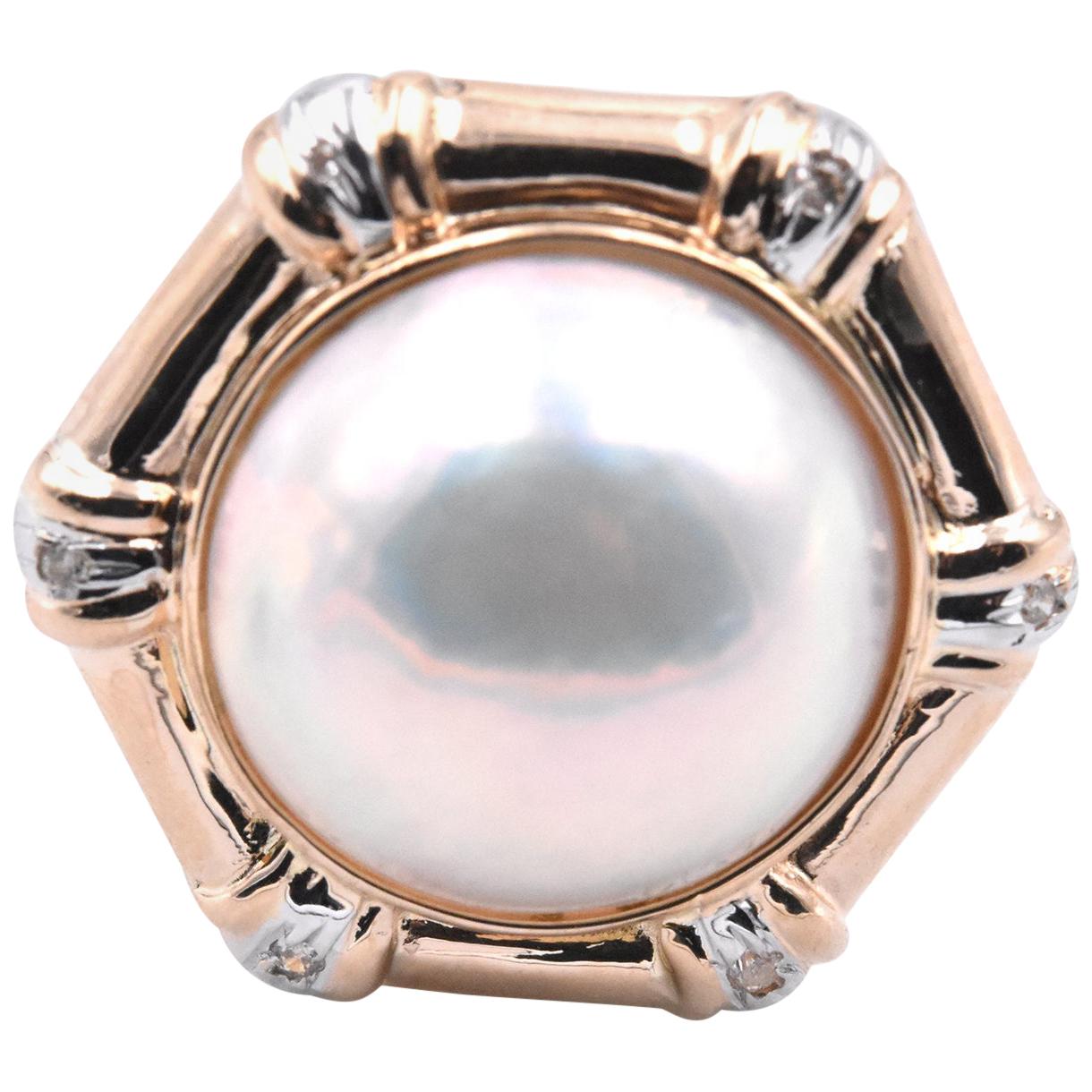 14 Karat Yellow Gold Mabe Pearl Ring For Sale at 1stDibs | mabe pearl ...