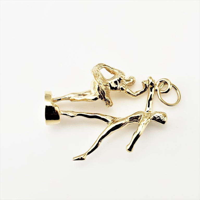 14 Karat Yellow Gold Mechanical Ballet Dancers Charm For Sale at 1stDibs
