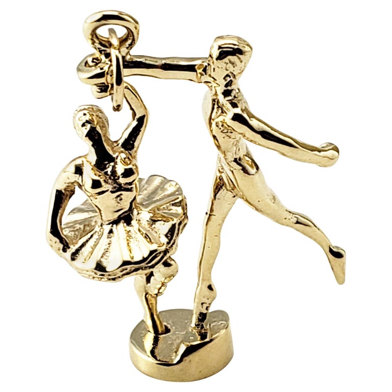 14 Karat Yellow Gold Mechanical Ballet Dancers Charm For Sale at 1stDibs