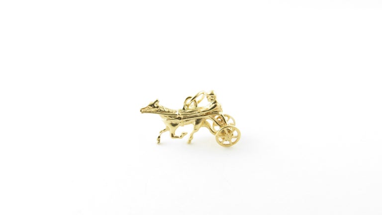 14 Karat Yellow Gold Mechanical Harness Horse Racing Charm at 1stDibs