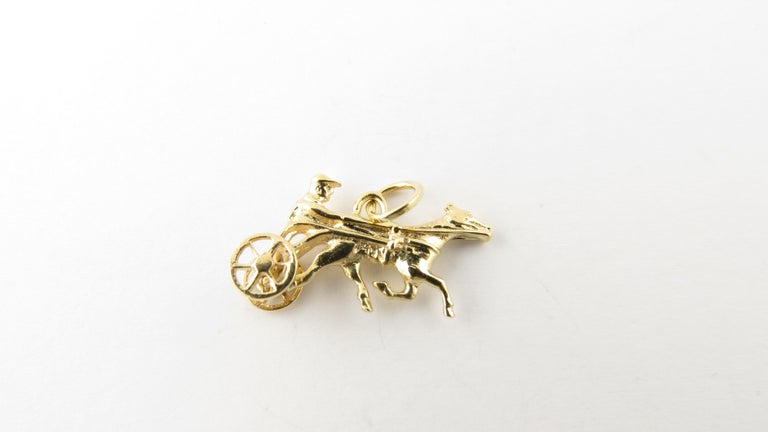 14 Karat Yellow Gold Mechanical Harness Horse Racing Charm at 1stDibs
