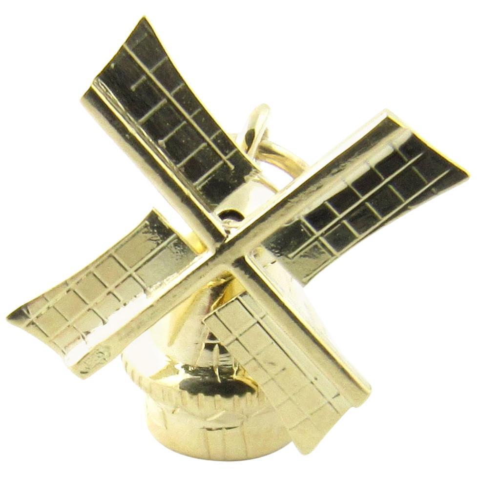 14 Karat Yellow Gold Mechanical Windmill Charm at 1stDibs