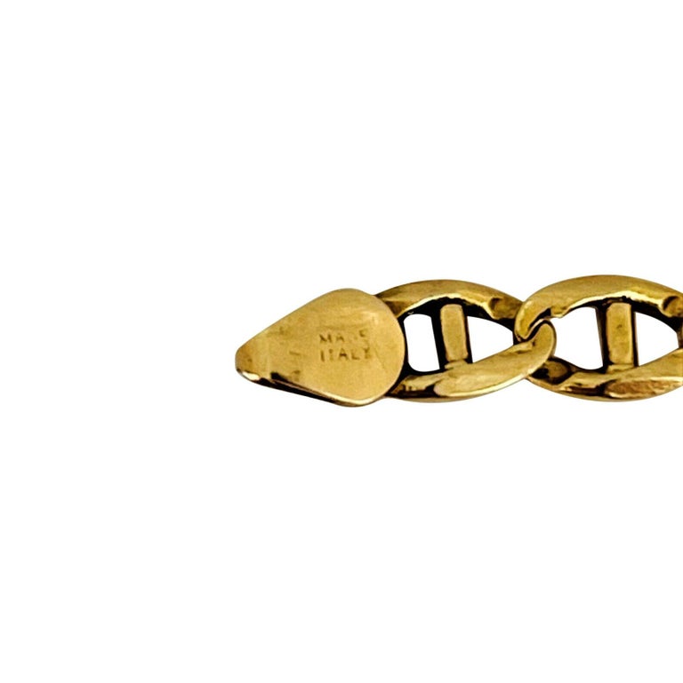 14 Karat Yellow Gold Men's Figarucci Link Chain Bracelet Italy at 1stDibs