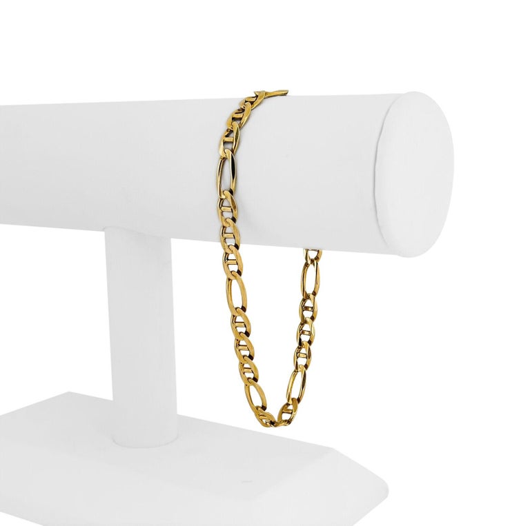 14 Karat Yellow Gold Men's Figarucci Link Chain Bracelet Italy at 1stDibs