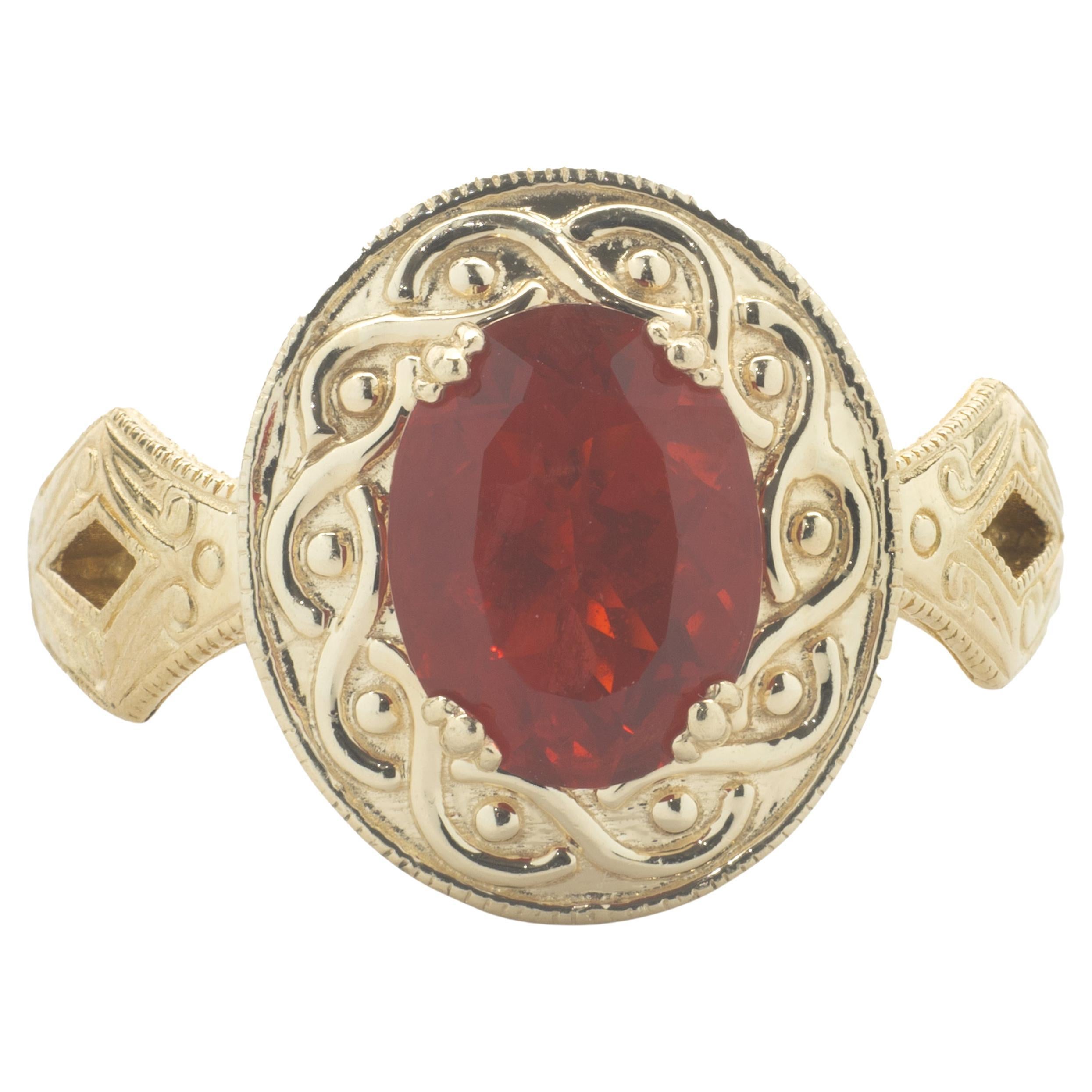 Impressive Sam Lehr Mexican Fire Opal Diamond Gold Ring at 1stDibs