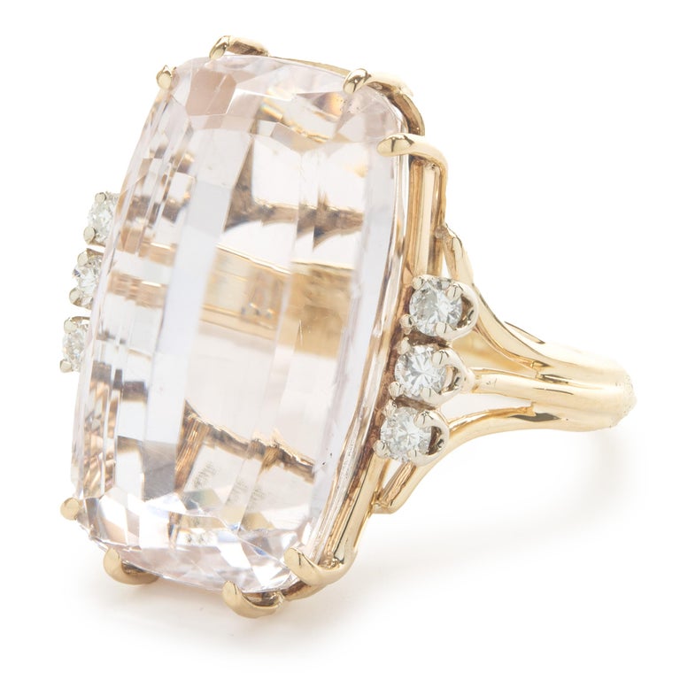 14 Karat Yellow Gold Morganite and Diamond Cocktail Ring For Sale at ...