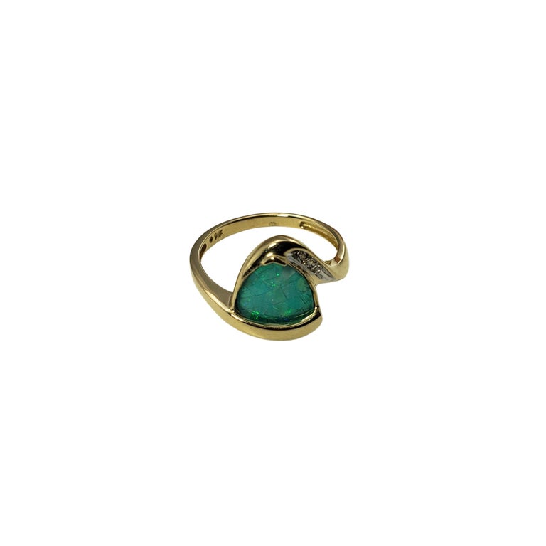 14 Karat Yellow Gold Mosaic Opal and Diamond Ring For Sale at 1stDibs