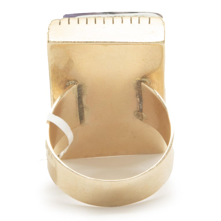 14 Karat Yellow Gold Native American Designed Coral, Spiney Oyster, and ...