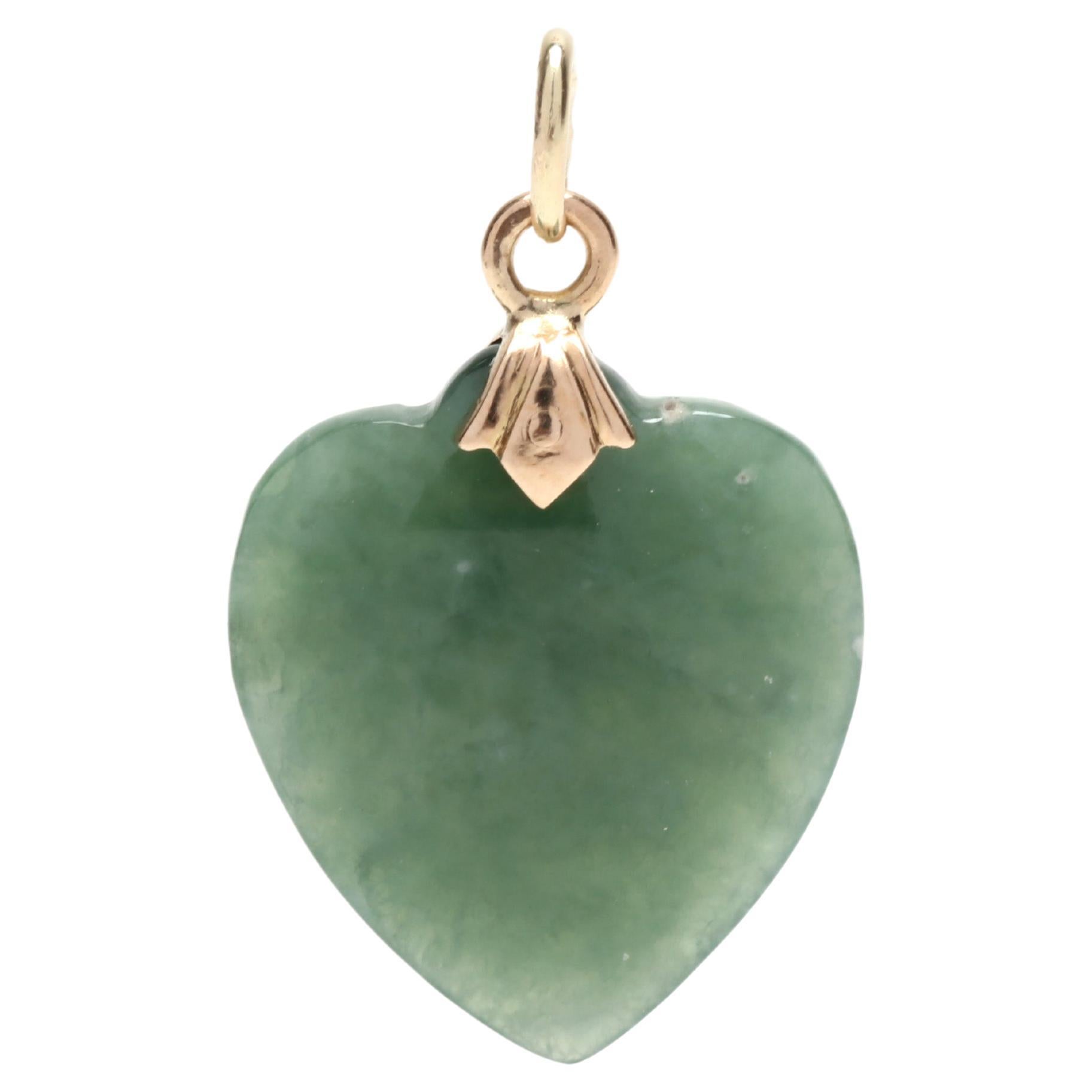 Prime Classic 14 Karat Gold Heart Necklace Charm Puff Domed at 1stDibs