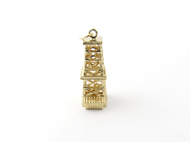 14 Karat Yellow Gold Oil Rig Tower Charm Pendant at 1stDibs