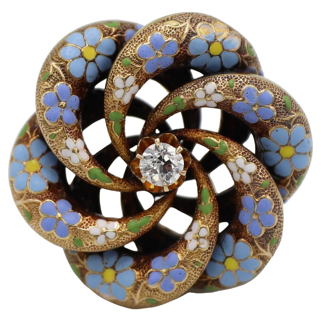 Golden Old European Cut Diamond Starburst Pin/Pendant at 1stDibs