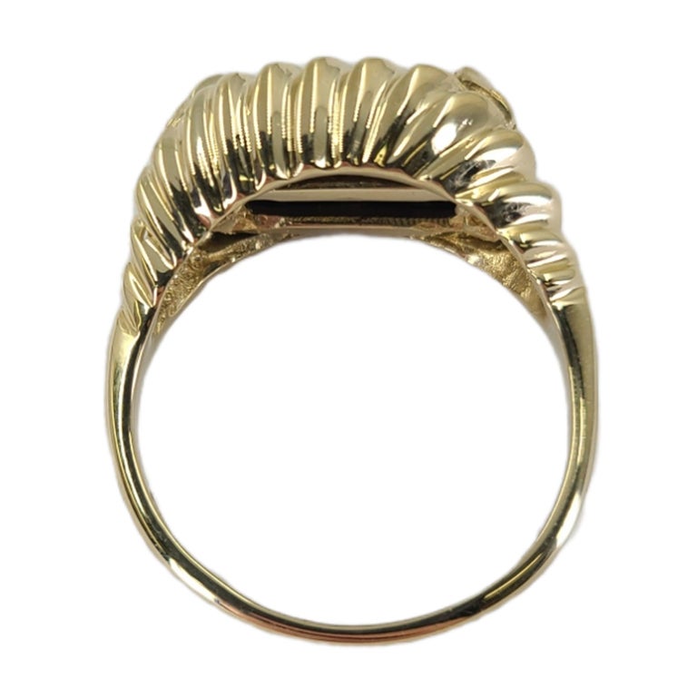 Yellow Gold Onyx and Sliding Diamond Ring For Sale at 1stDibs