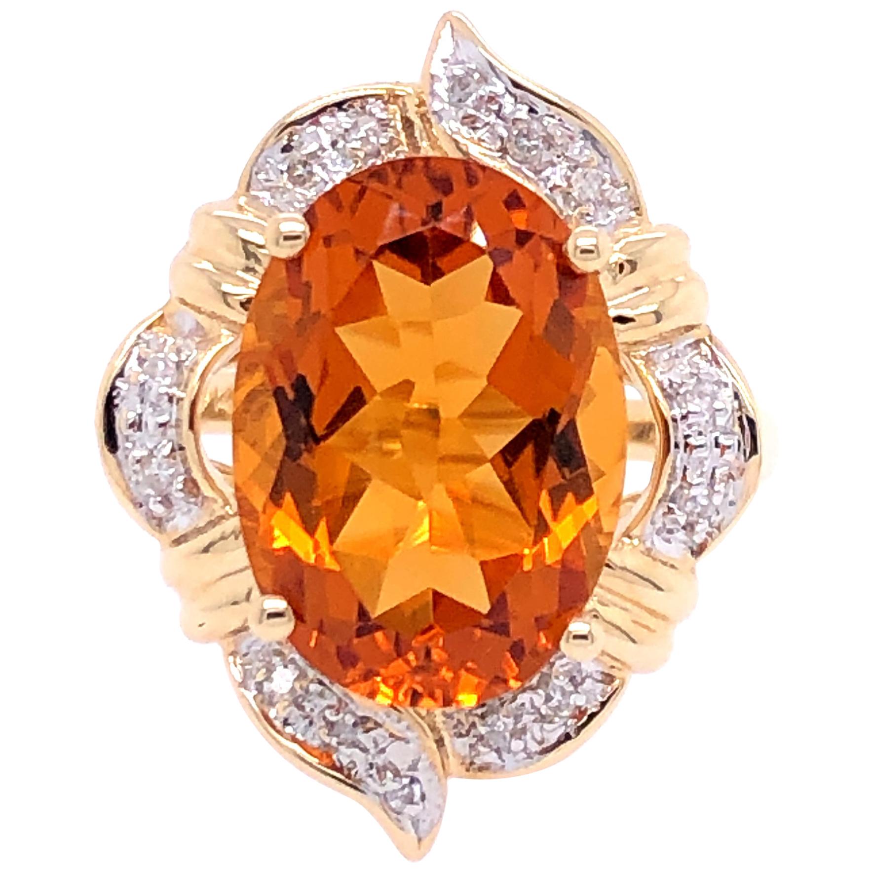 Charming Citrine Diamond Gold Ring at 1stdibs