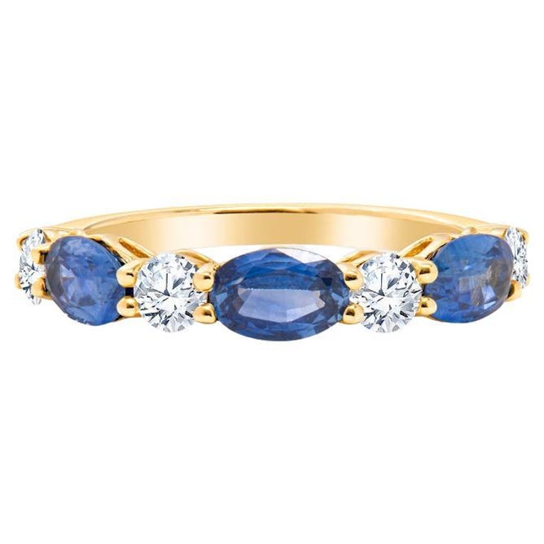 14 Karat Yellow Gold Oval Shaped Sapphire and Diamond Ring For Sale at ...