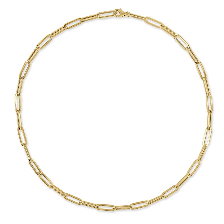 14 Karat Yellow Gold Paper Clip Link Chain Necklace, Made in Italy For ...