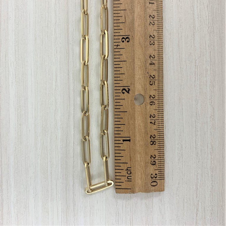 14 Karat Yellow Gold Paper Clip Link Chain Necklace, Made in Italy For ...