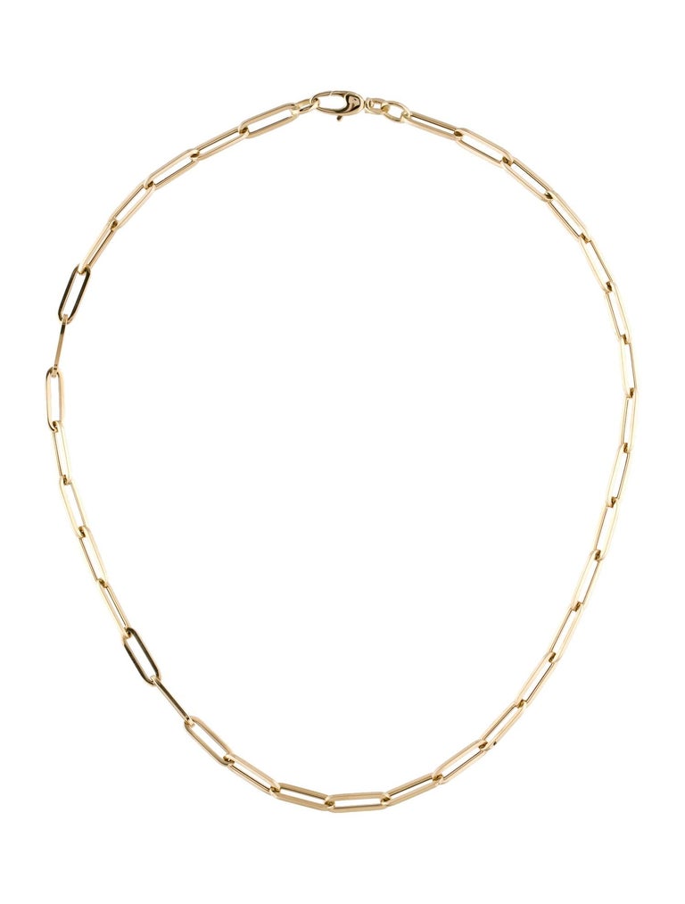 14 Karat Yellow Gold Paper Clip Link Chain Necklace, Made in Italy For ...