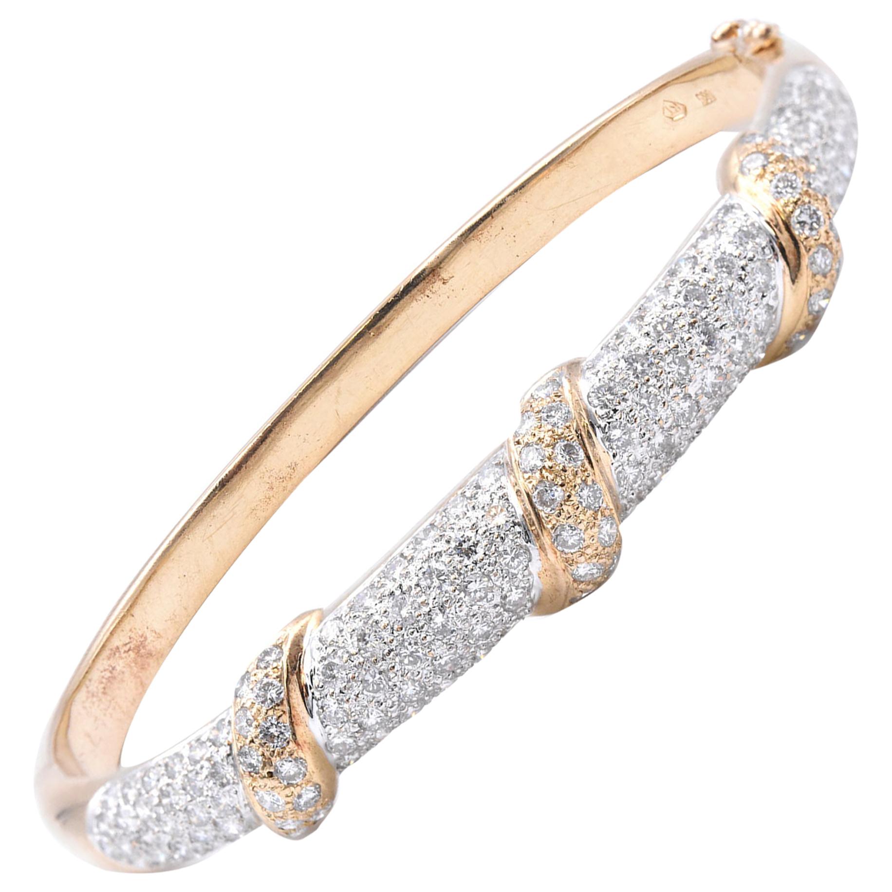 Pave Diamond Gold Eternity Bracelet at 1stDibs