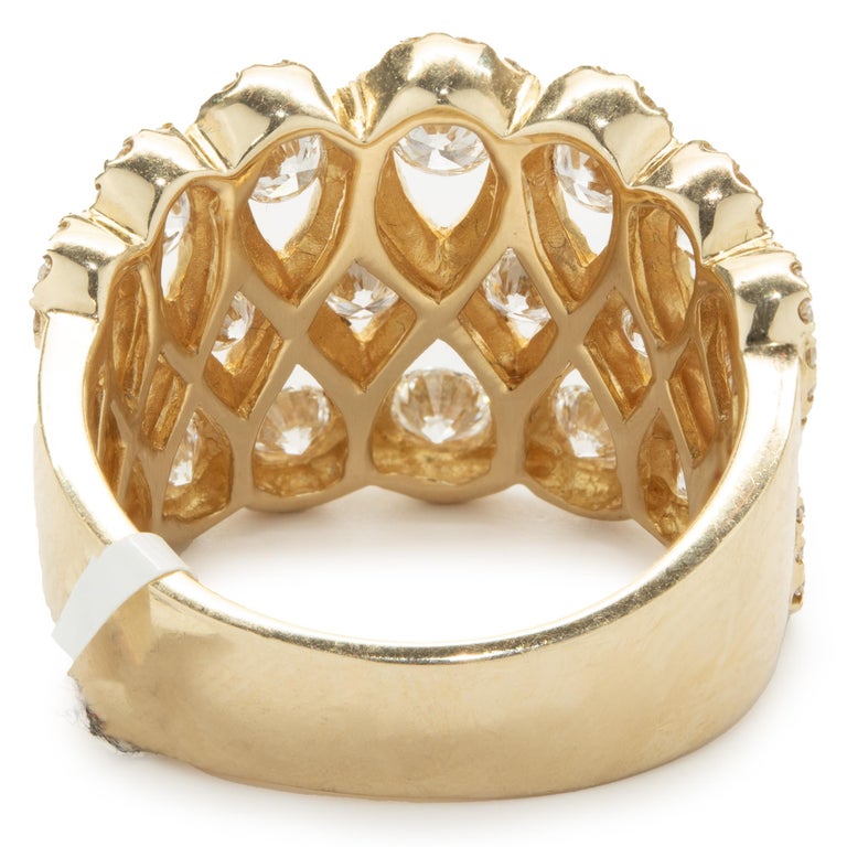 14 Karat Yellow Gold Pave Diamond Lace Ring For Sale at 1stDibs