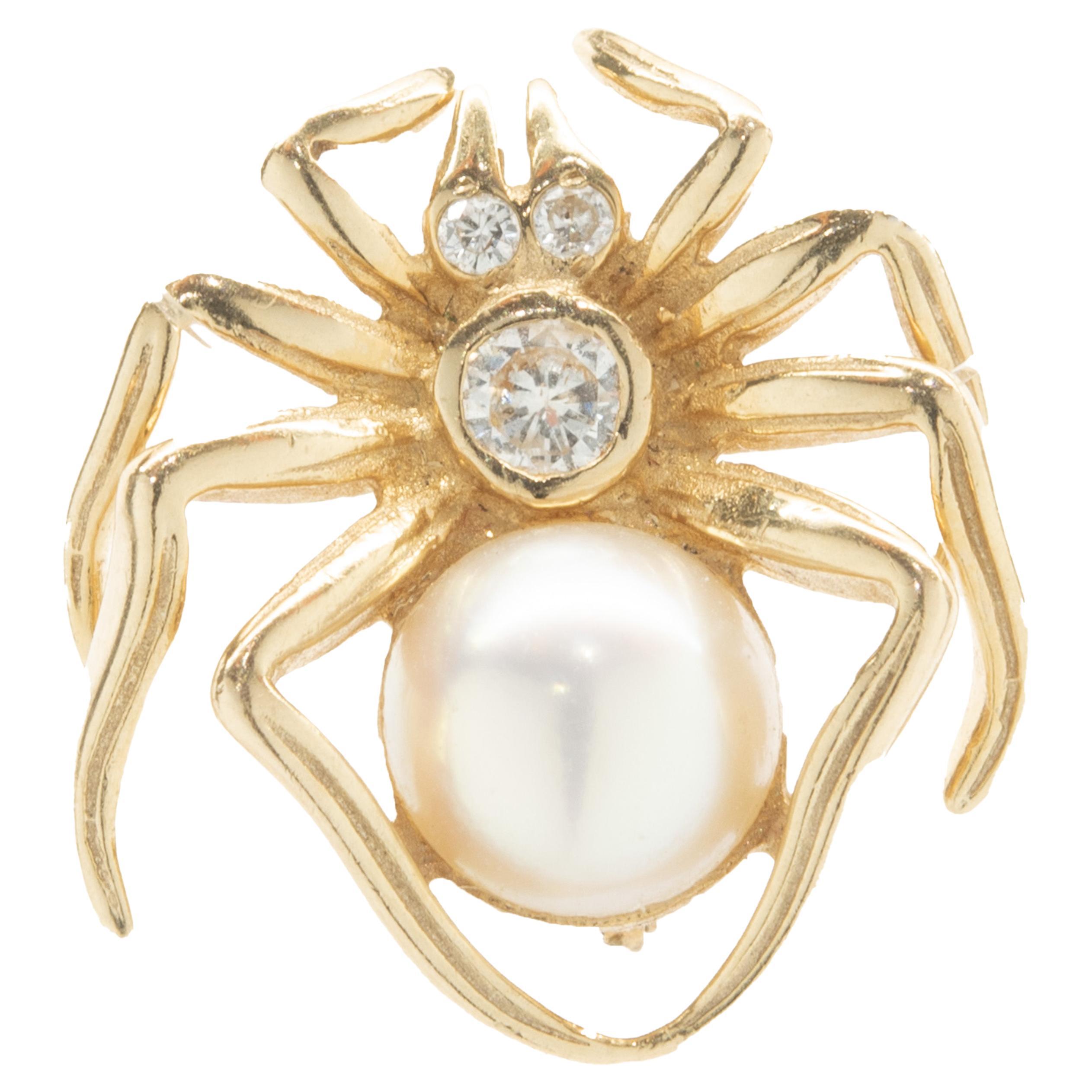 1950s Moonstone and Ruby Spider Pin in 14 Karat Yellow Gold For Sale at ...