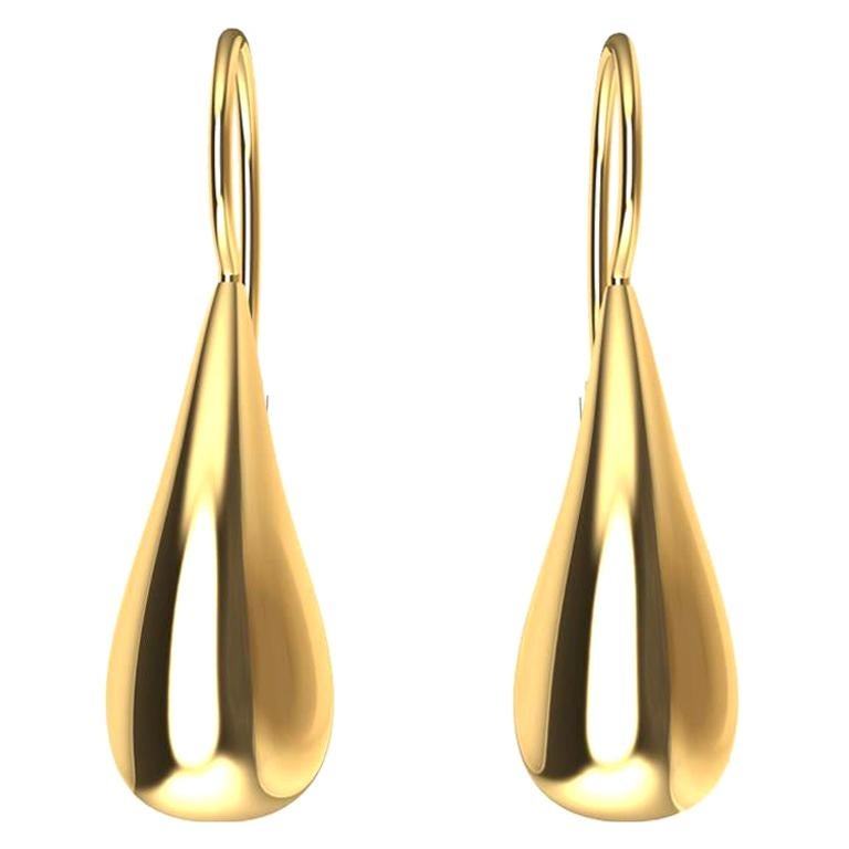 14 Karat Yellow Gold Petite Teardrop Drop Earrings For Sale at 1stDibs