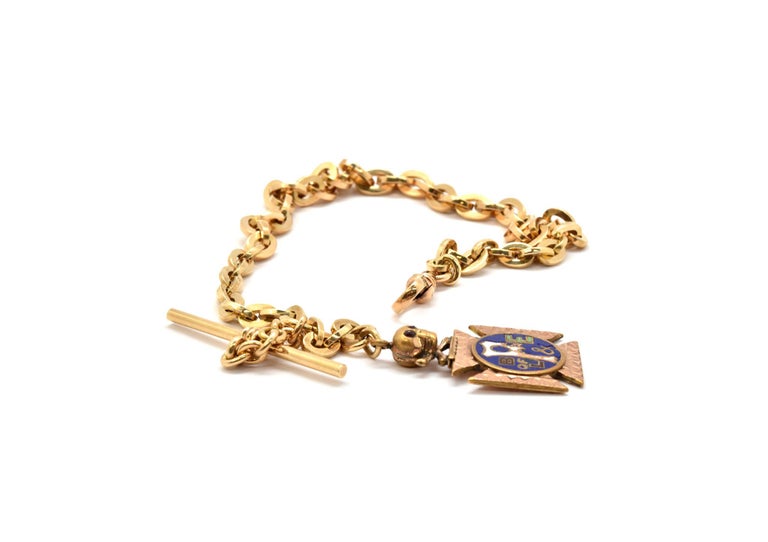 14 Karat Yellow Gold Pocket Watch Fob with B of F L and E Medallion at ...