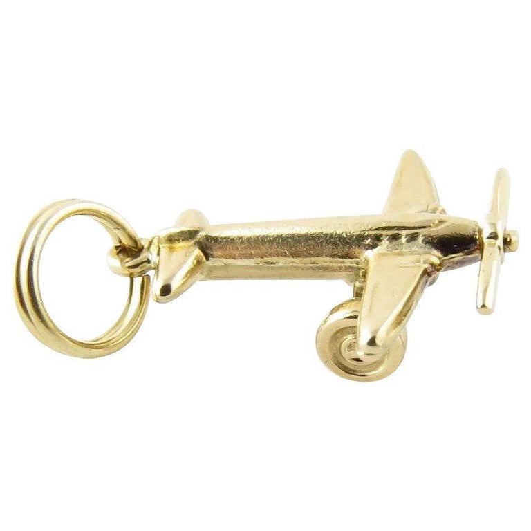 14 Karat Yellow Gold Propeller Airplane Charm at 1stDibs
