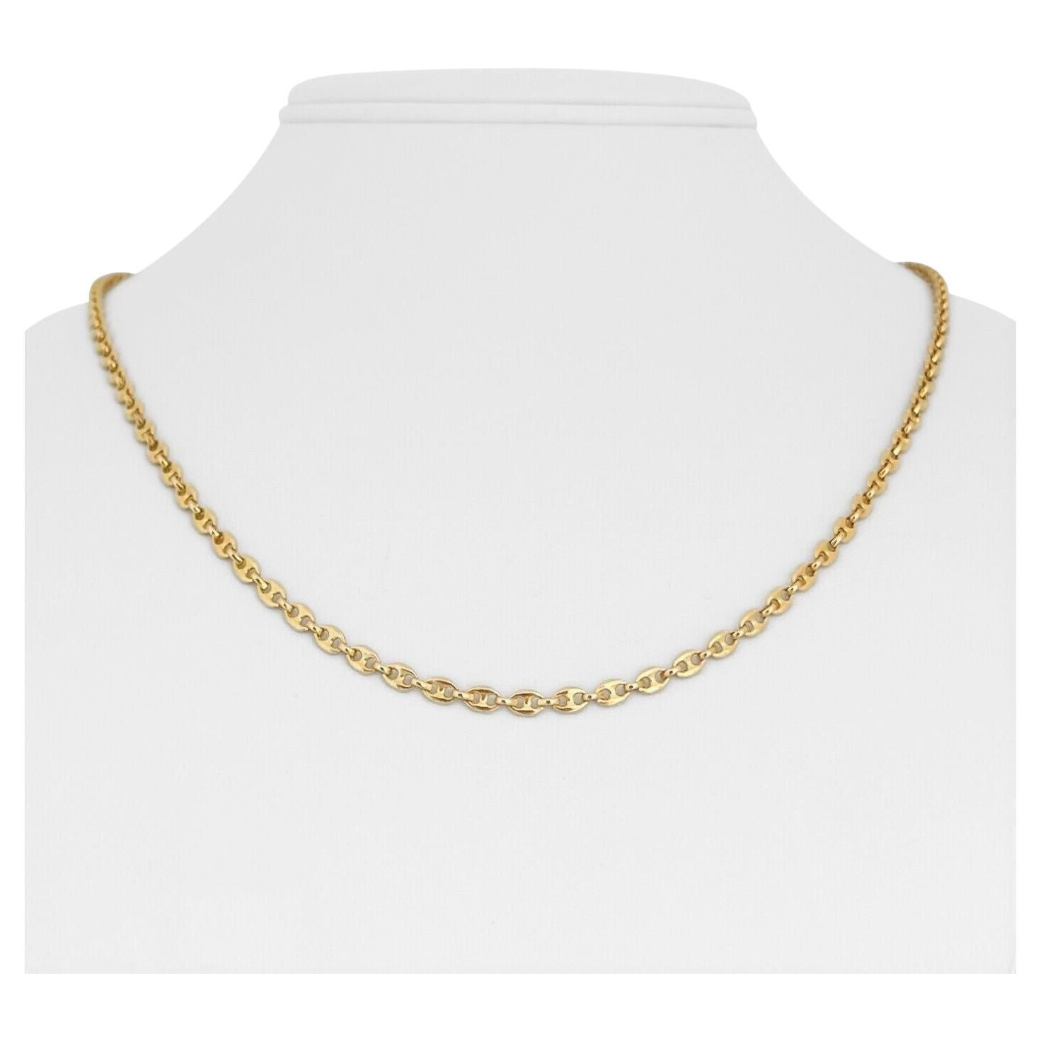 14 Karat Yellow Gold Solid Mariner Gucci Link Chain Necklace Italy For ...