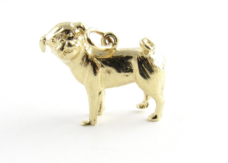 14 Karat Yellow Gold Pug Dog Charm at 1stDibs | gold pug charm