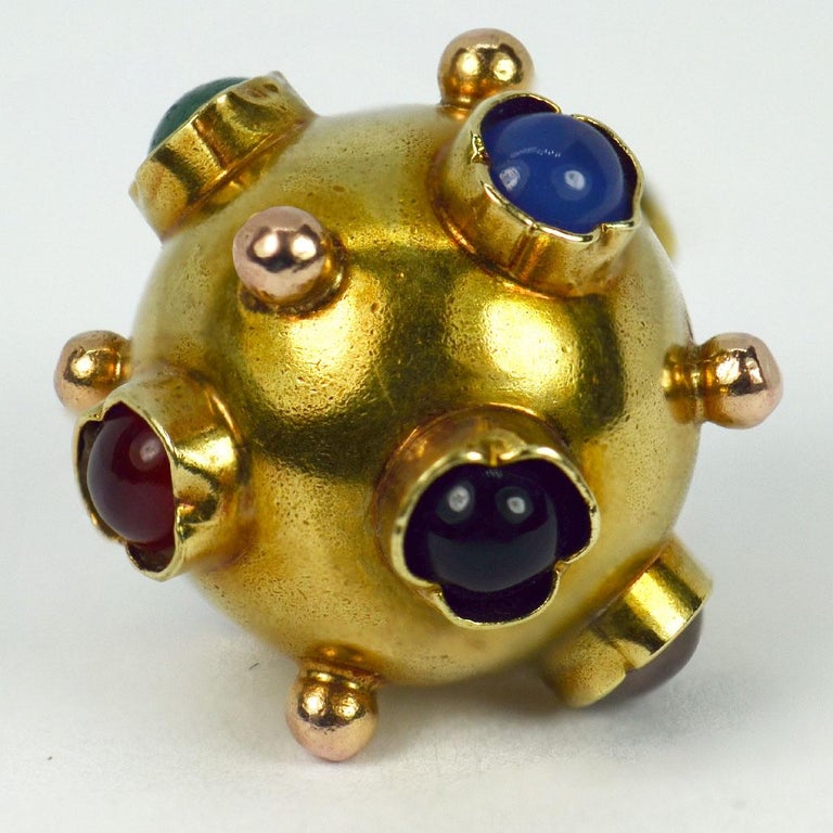 14 Karat Yellow Gold Quartz Sputnik Charm Pendant For Sale at 1stDibs