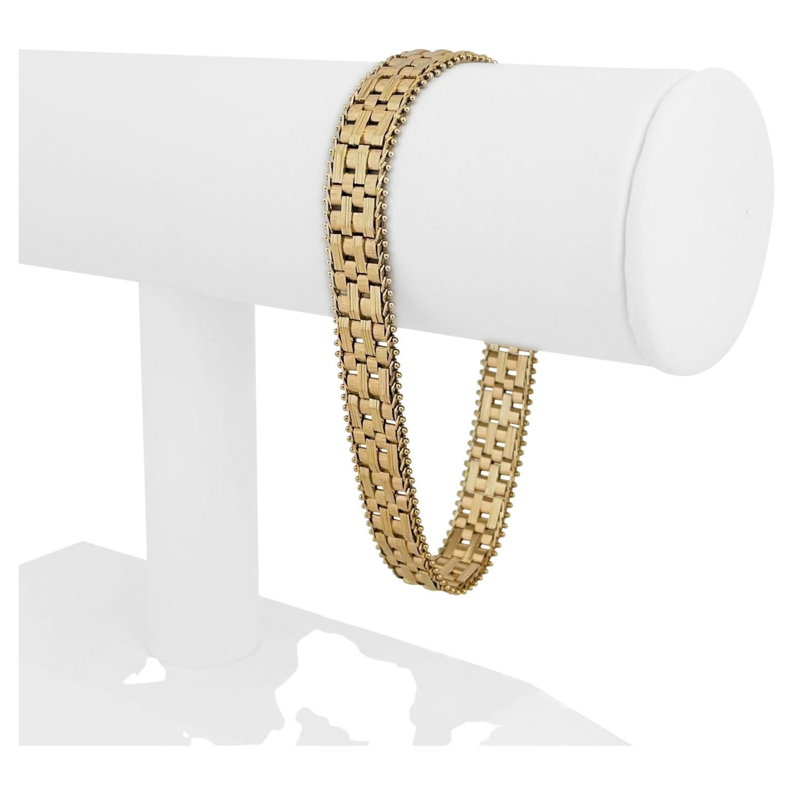 14 Karat Yellow Gold QVC Imperial Gold Mirror Bar Link Bracelet For ...