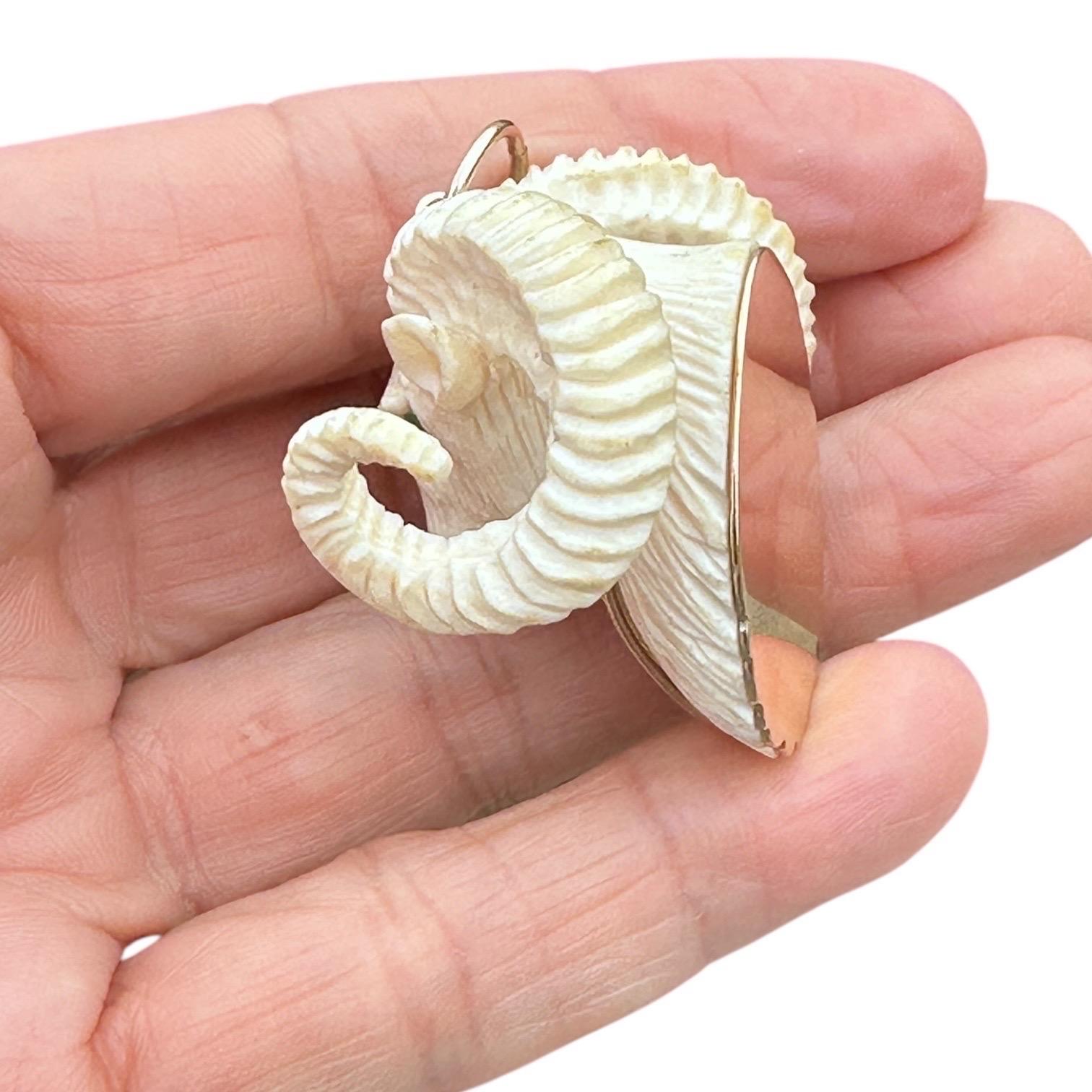 14 Karat Yellow Gold Rams Head Pendant With Ruby And Emeralds Pendant ...