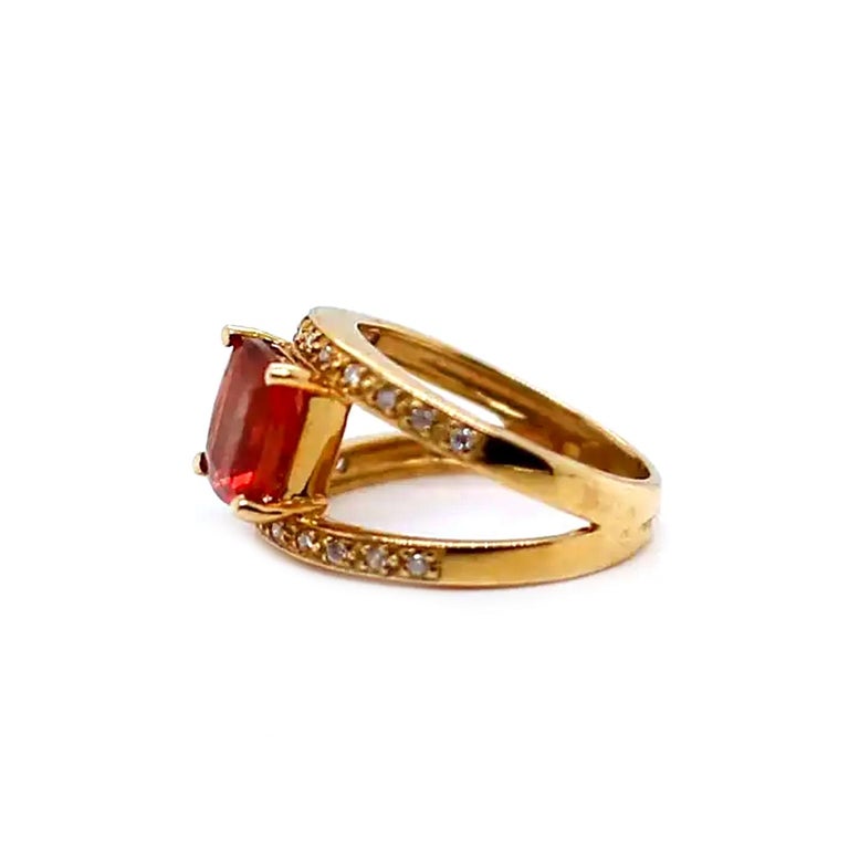 3.50ct Red Andesine 14K Yellow Gold Double 7.5 Band Diamond and ...