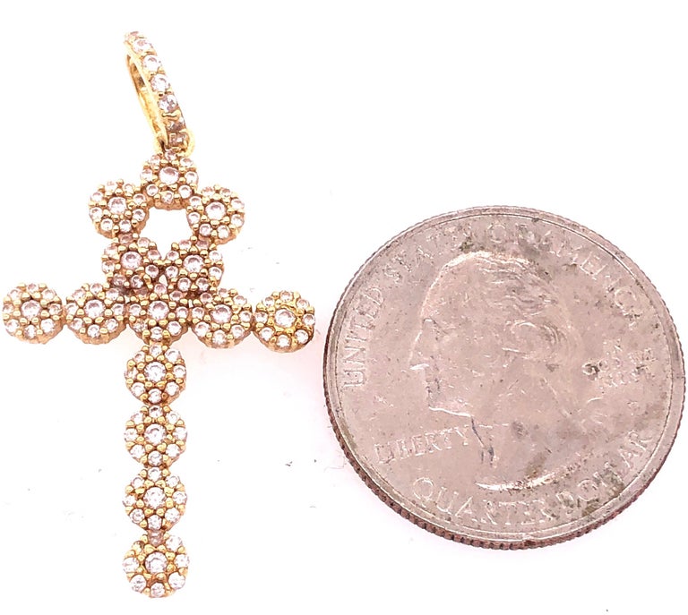 14 Karat Yellow Gold Religious Charm / Pendant with Round Zirconium For ...