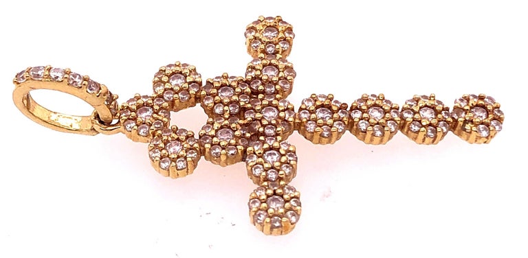 14 Karat Yellow Gold Religious Charm / Pendant with Round Zirconium For ...