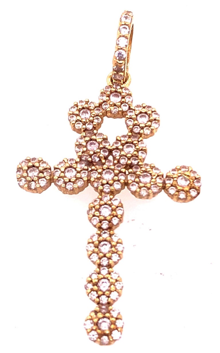 14 Karat Yellow Gold Religious Charm / Pendant with Round Zirconium For ...