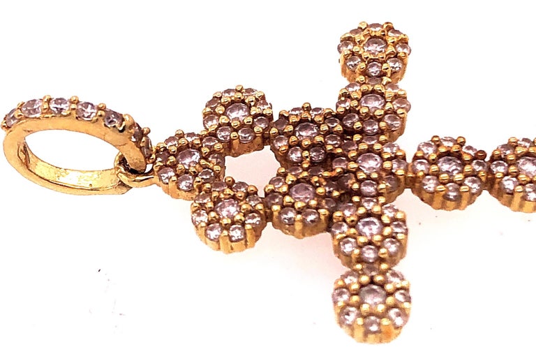 14 Karat Yellow Gold Religious Charm / Pendant with Round Zirconium For ...