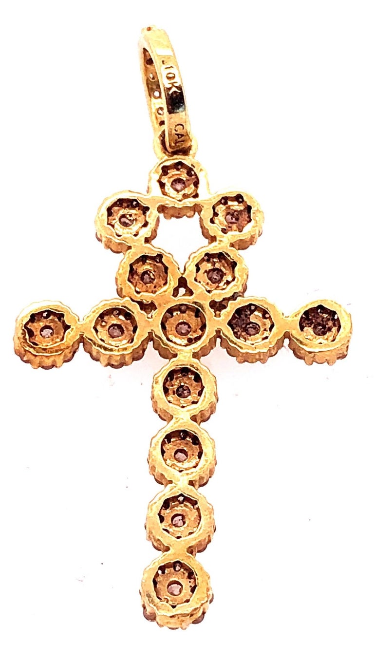 14 Karat Yellow Gold Religious Charm / Pendant with Round Zirconium For ...