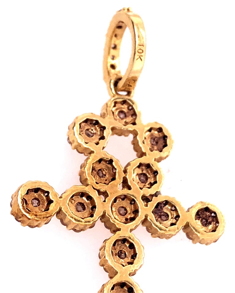 14 Karat Yellow Gold Religious Charm / Pendant with Round Zirconium For ...