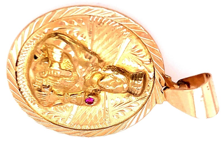 14 Karat Yellow Gold Religious Charm / Pendant with Ruby Accent at 1stDibs