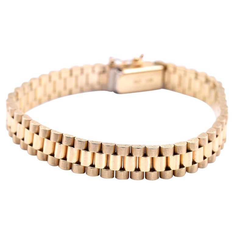 14 Karat Yellow Gold “Rolex” Style Fancy Link Bracelet at 1stDibs ...