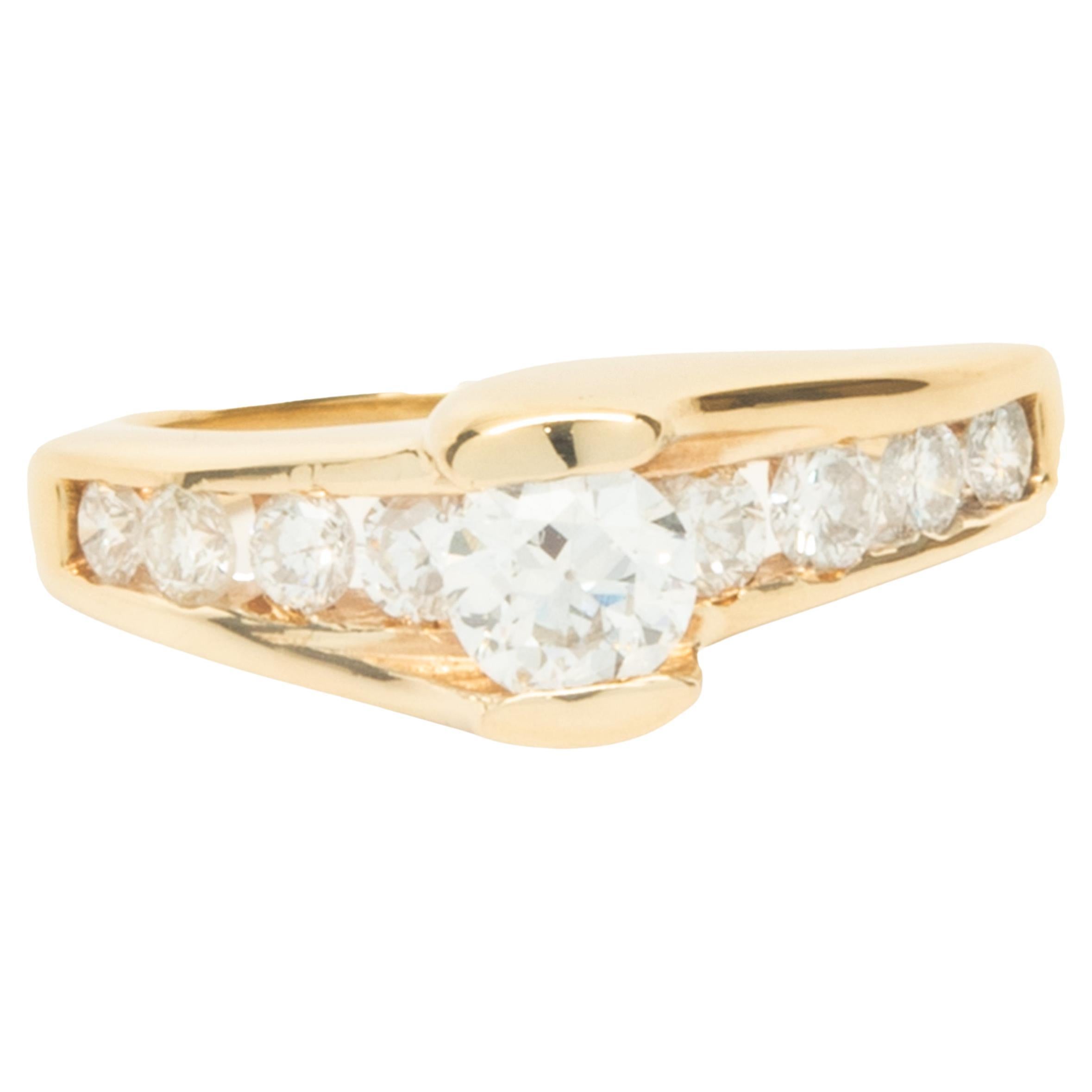 14 Karat Yellow Gold Round Brilliant Cut Diamond Engagement Ring For ...