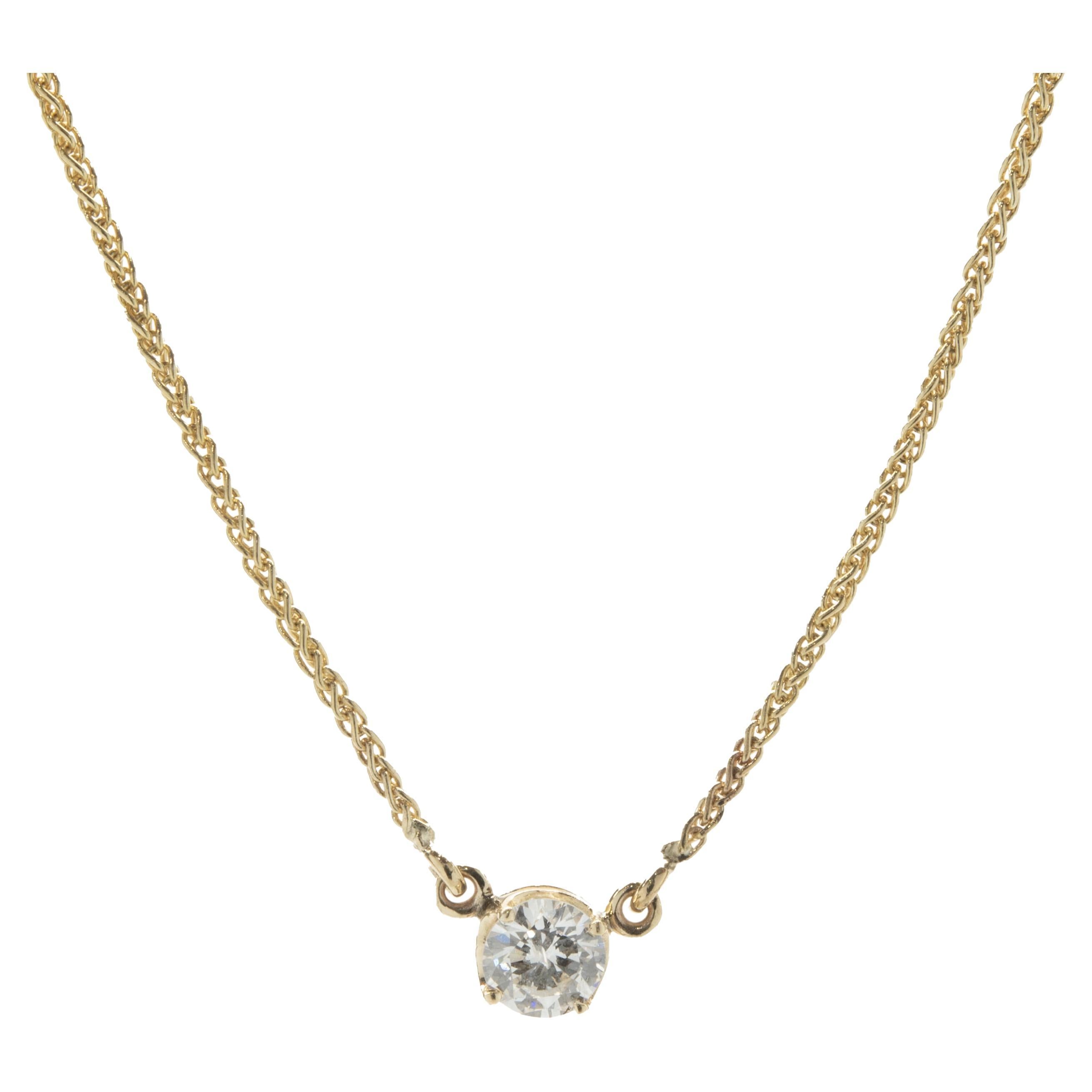 Faye Kim 18 Karat Gold Princess Cut Diamond Solitaire Necklace For Sale ...